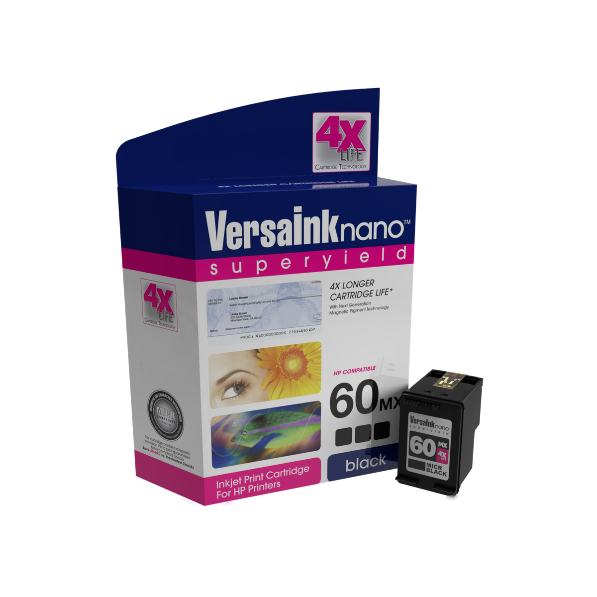 VersaInk-nano HP 60MX - Black MICR Cartridge – VersaCheck