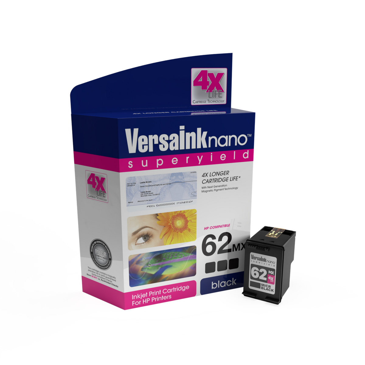 VersaInk-nano HP 62MX - Black MICR Cartridge - 4X Life – VersaCheck