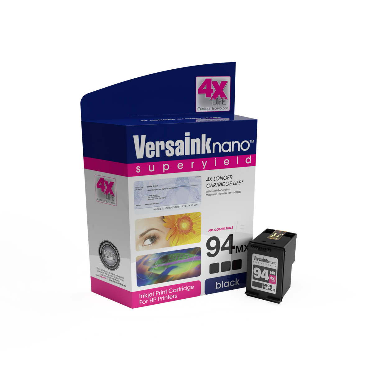 VersaInk-nano - HP 94MX - Black MICR Cartridge - 4X Life – VersaCheck