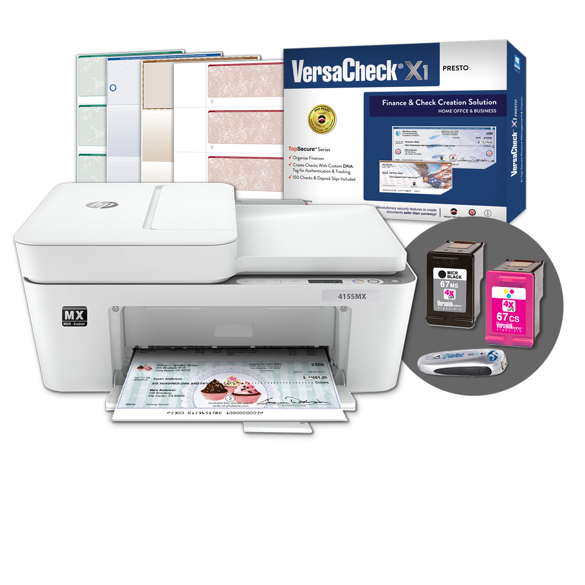 VersaCheck HP DeskJet 4155 MXE MICR All-in-One Color Check Printer and
