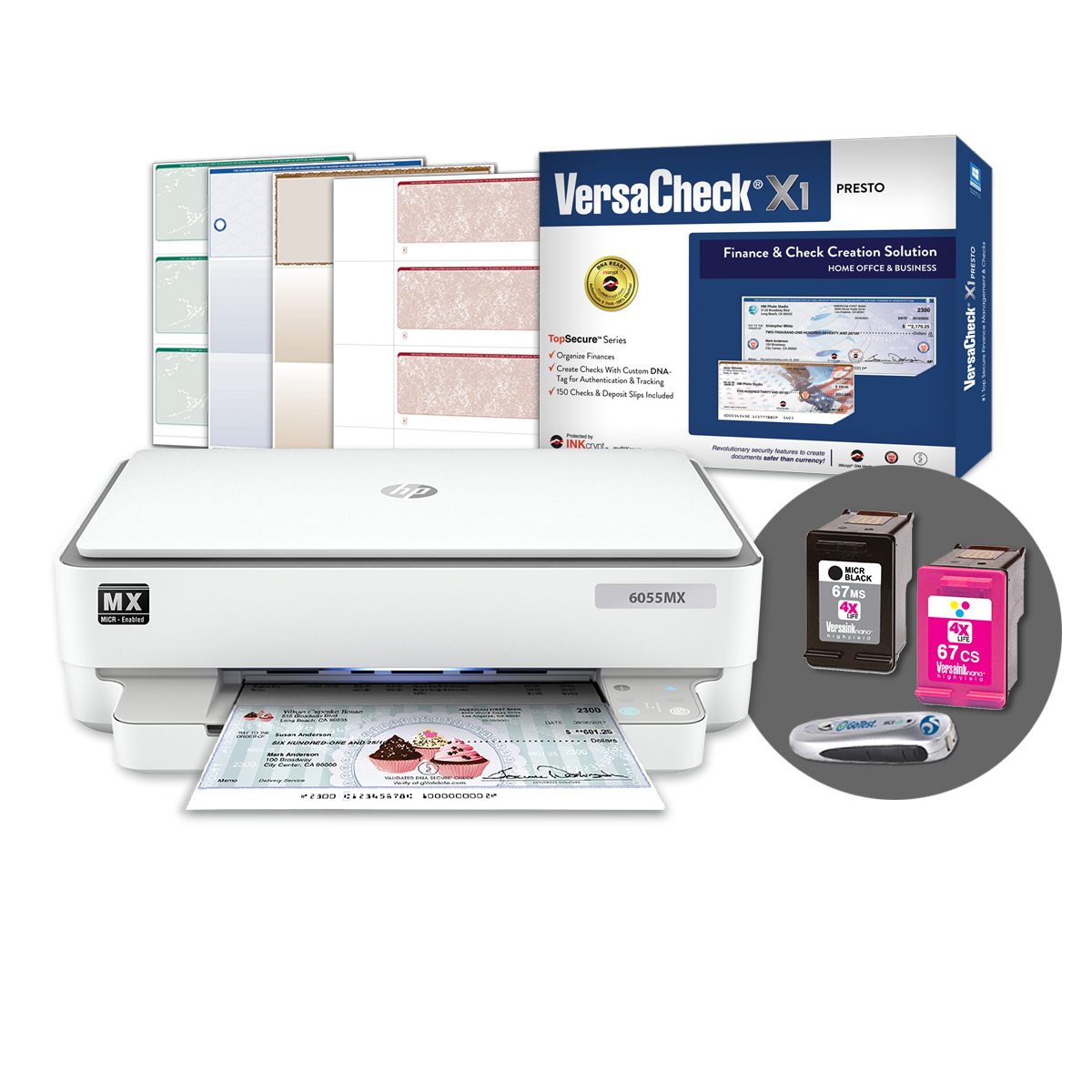 VersaCheck® HP Envy 6055 MXE MICR All-in-One Color Check Printer and V