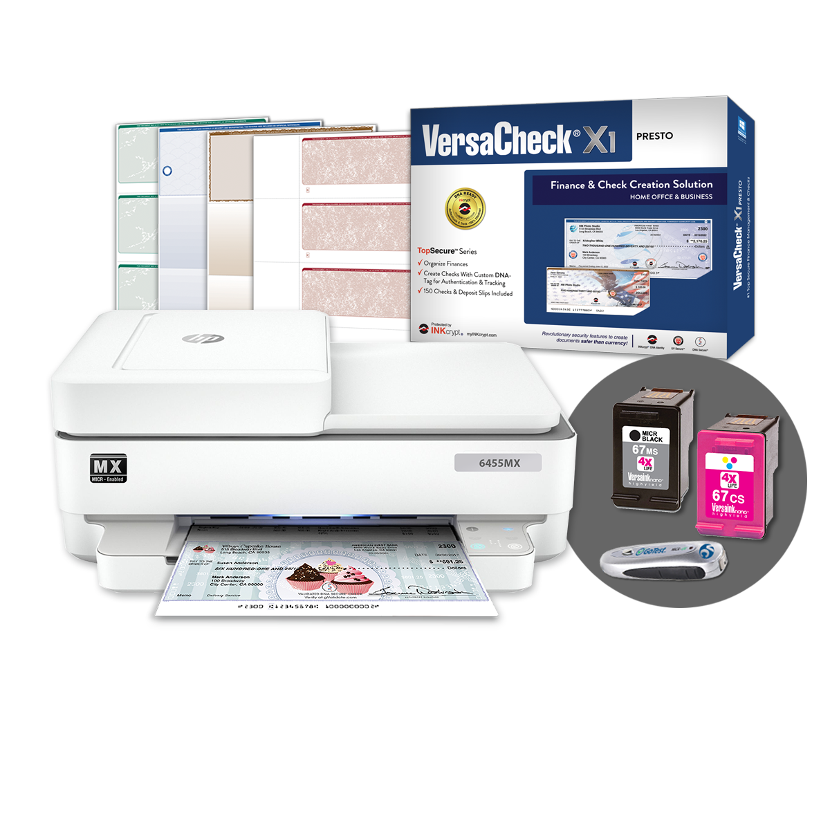 VersaCheck® HP ENVY 6455 MXE MICR All-In-One Color Check Printer and V