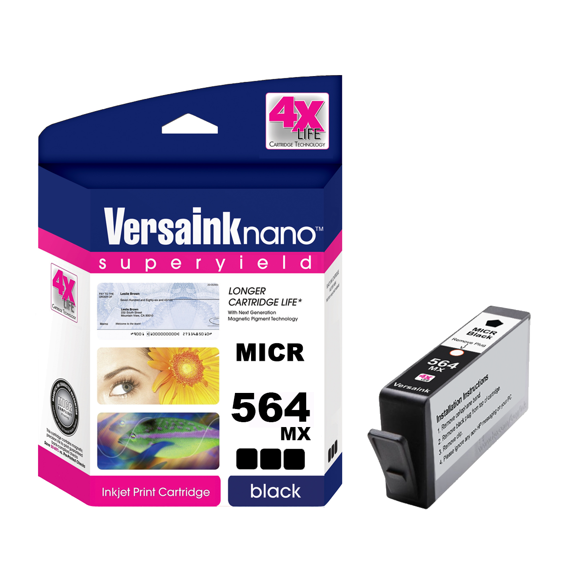 VersaInk-nano - HP 564MX - Black MICR Cartridge - 4X Life – VersaCheck