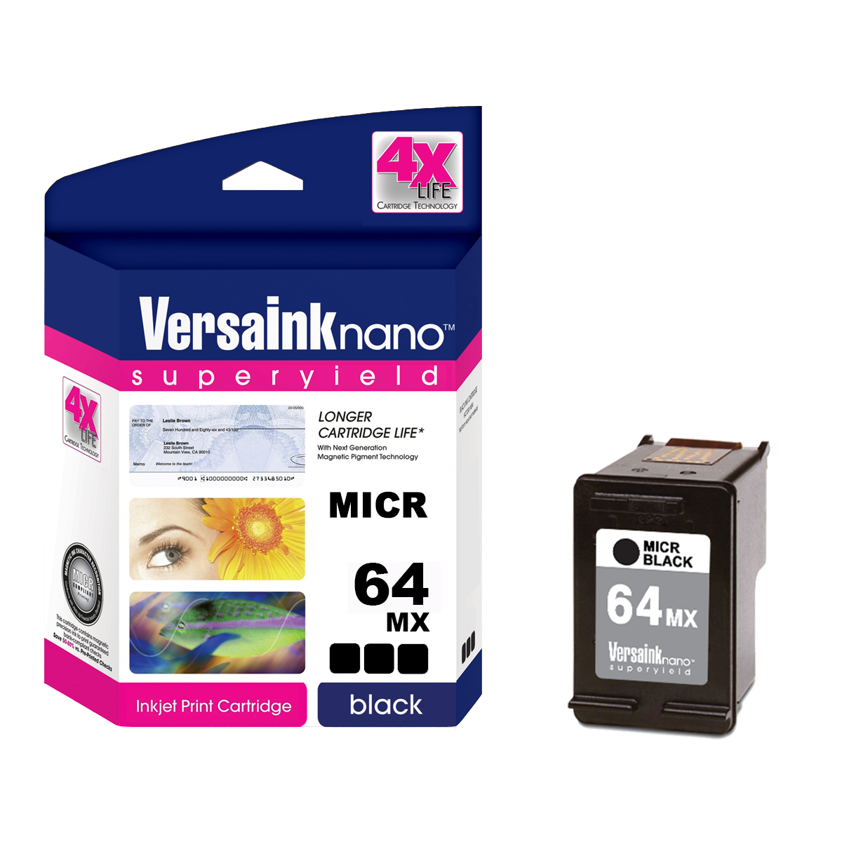 VersaInk-nano HP 64MX - Black MICR Cartridge – VersaCheck