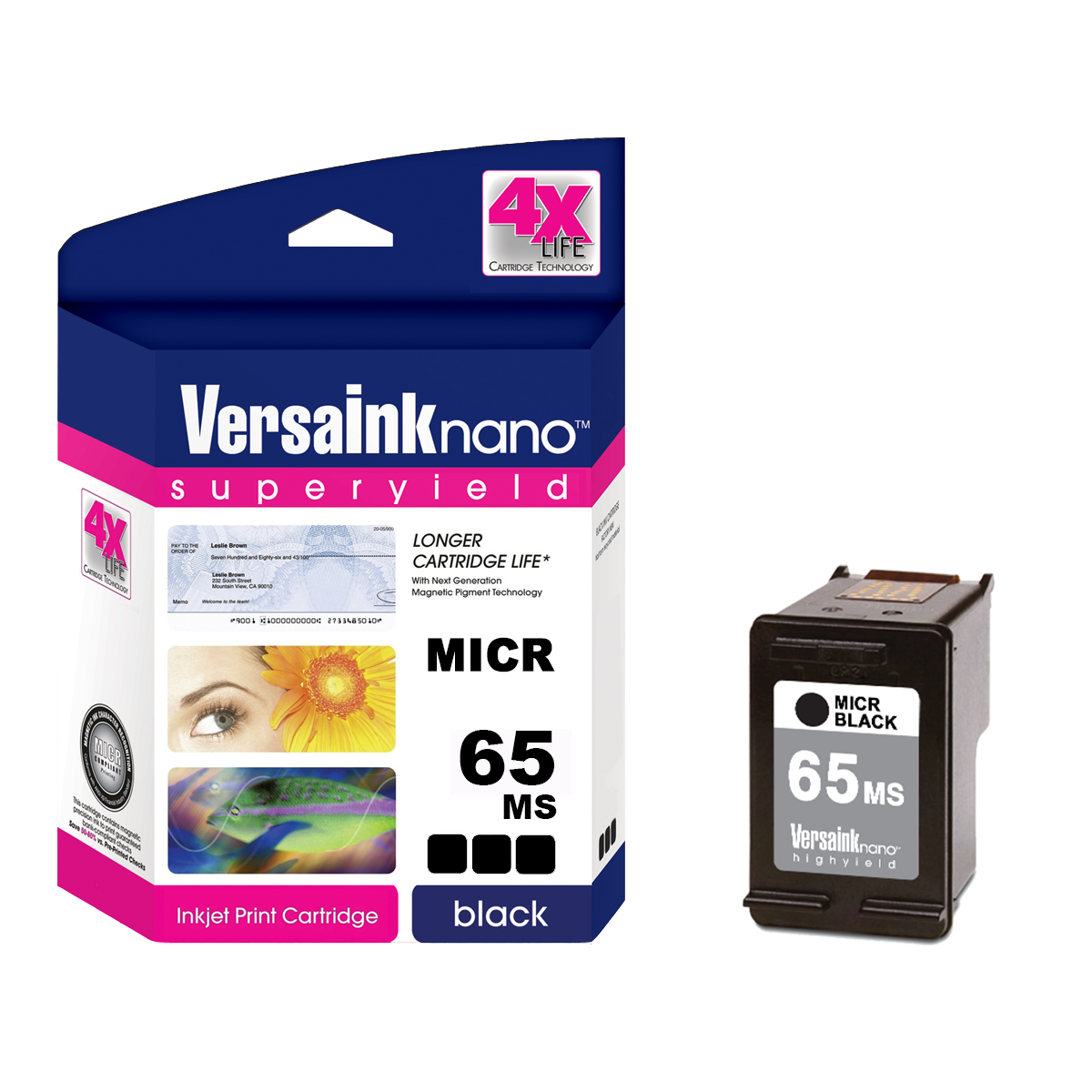 VersaInk-nano HP 65MS - Black MICR Cartridge – VersaCheck