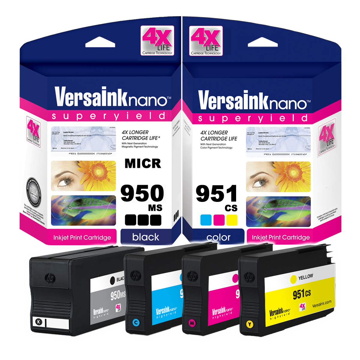 VersaInk-nano HP 950MS Black (MICR) & 951CS Tri-Color Value Combo ...