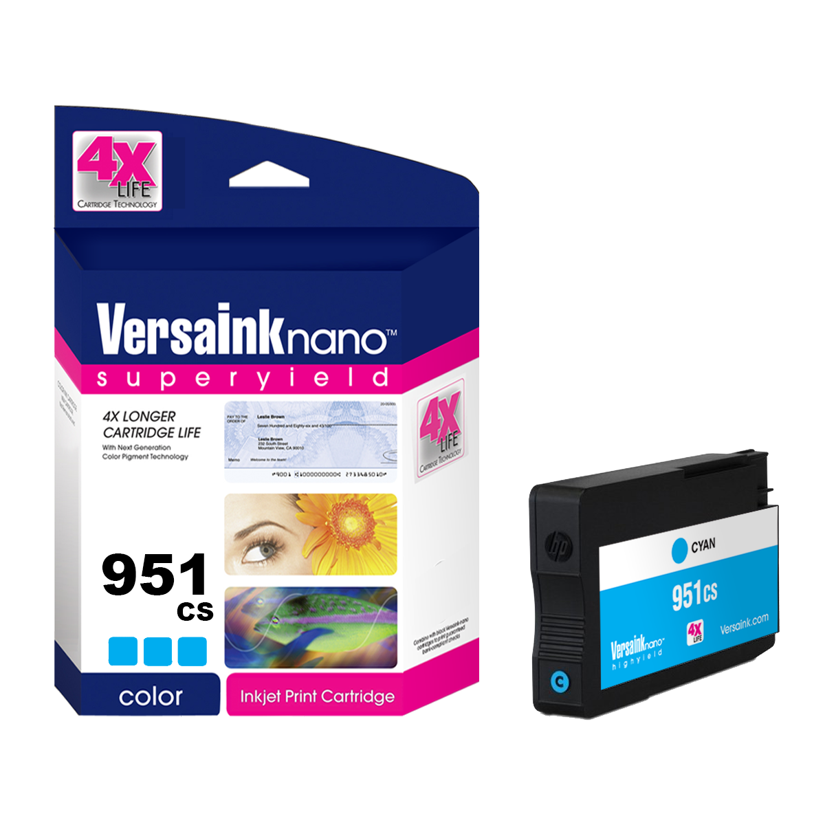 VersaInk-nano HP 951CS Cyan - 4X Life Ink Cartridge – VersaCheck