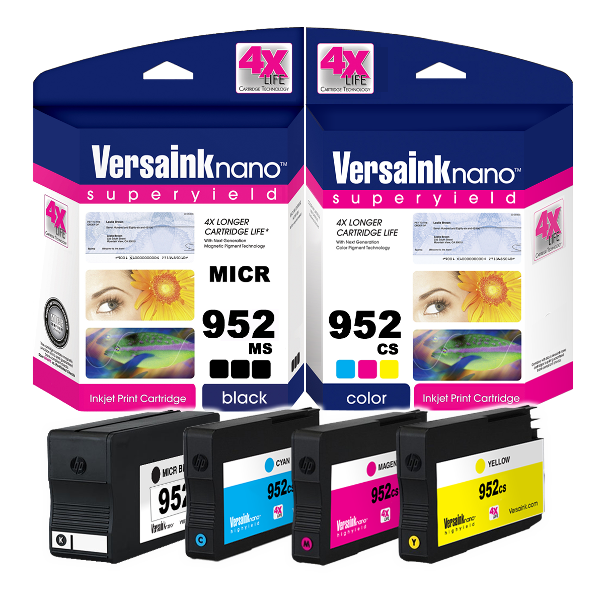 VersaInk-nano HP 952MS Black (MICR) & 952CS Tri-Color Value Combo ...